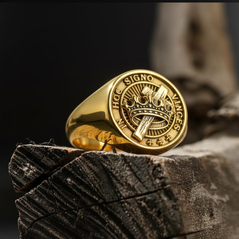 In Hoc Signo Vinces Signet Ring: Seal of Knights Templar Ring, Sterling ...