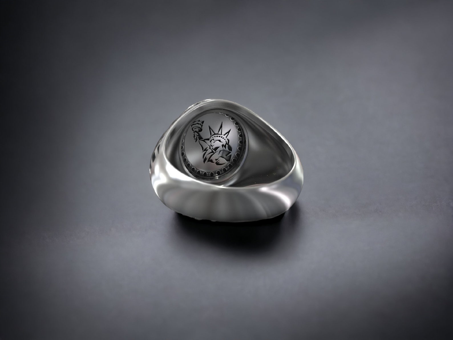 USA Eagle Signet Ring: Eagle Head Men Ring, Liberty Statue Ring, Animal ...