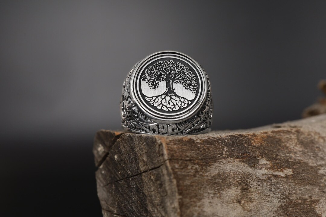 Handmade Family Tree Signet Ring, Tree of Life Celtic Ring, Yggdrasil ...