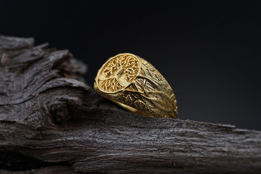 Silver Family Tree Ring for Men, Tree of Life Signet Ring, Yggdrasil ...