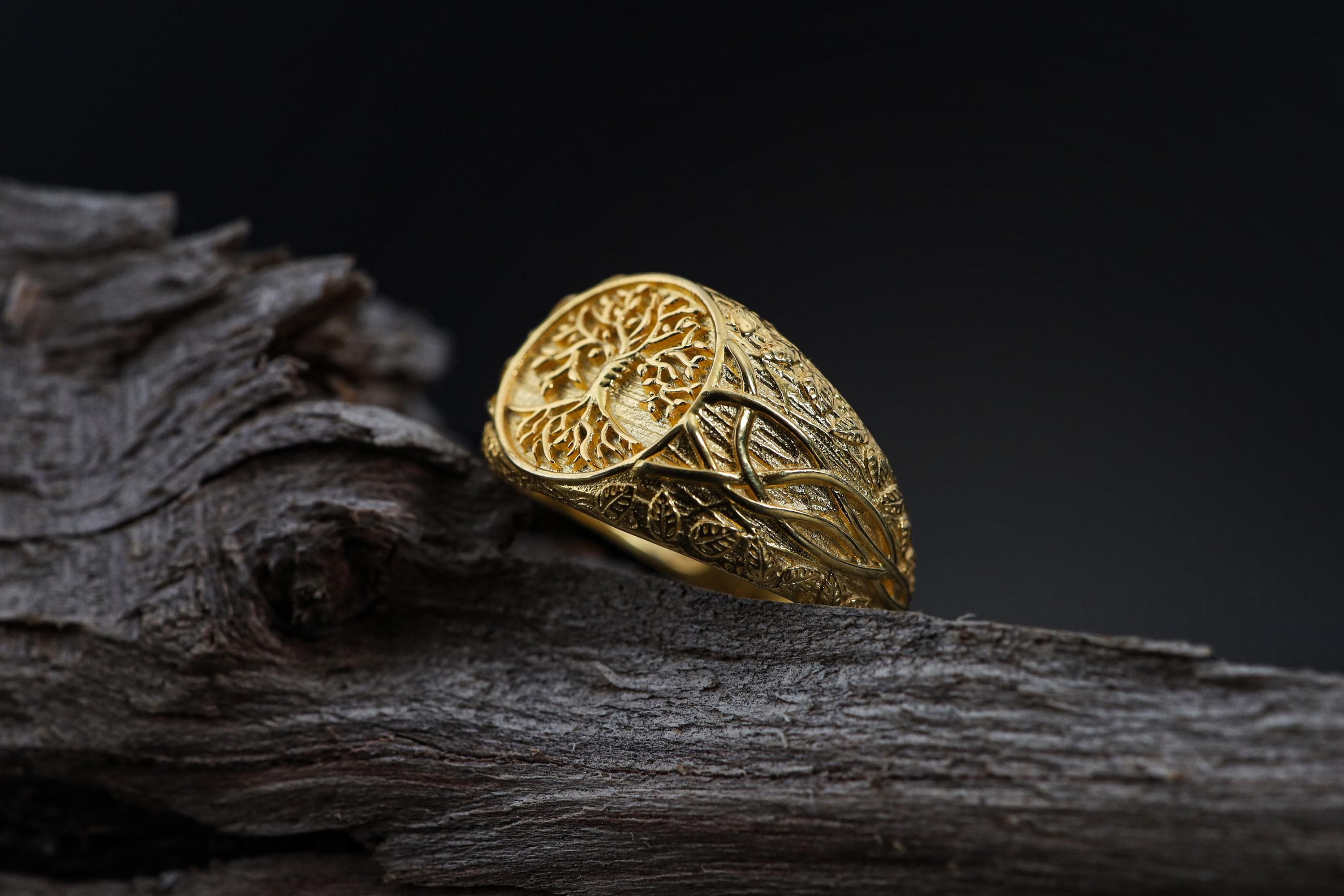 Men's Yggdrasil Ring, Sterling Silver Tree of Life Viking Statement ...