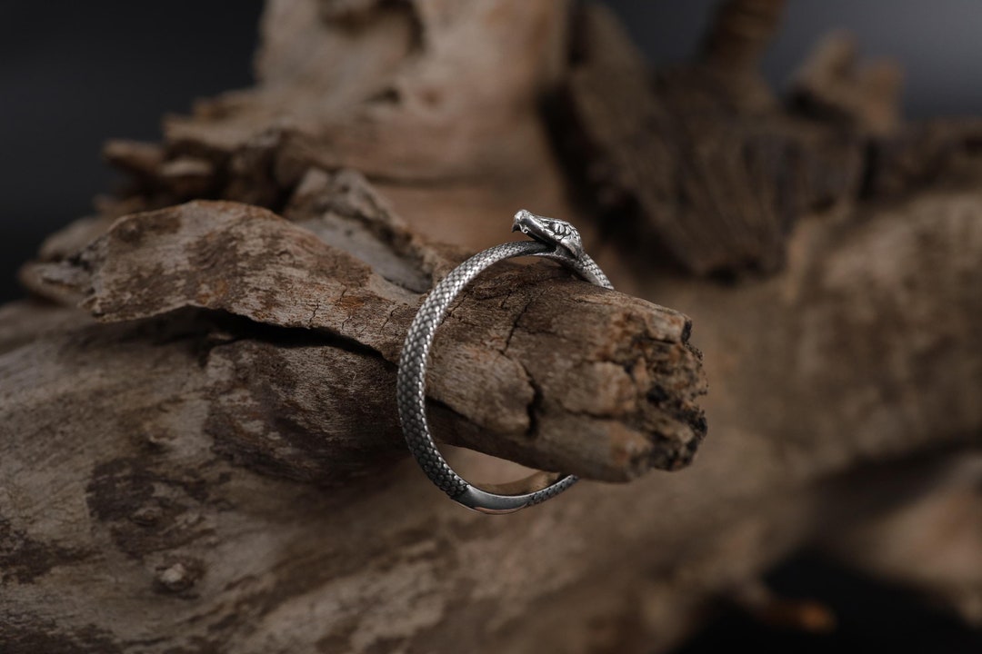 Slim Ouroboros Ring for Men, Snake Serpent Ring, Snake Eating Itself ...