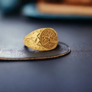 Silver Yggdrasil Ring Men, Tree of Life Men Ring, Handmade Signet Ring ...