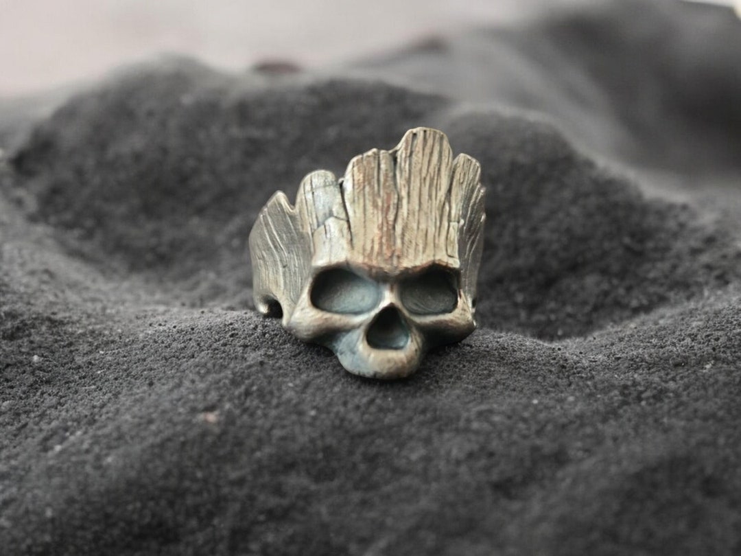 Tree Skull Head Ring, Jawless Skull Head Ring, Cool Gift for Him, Skull ...