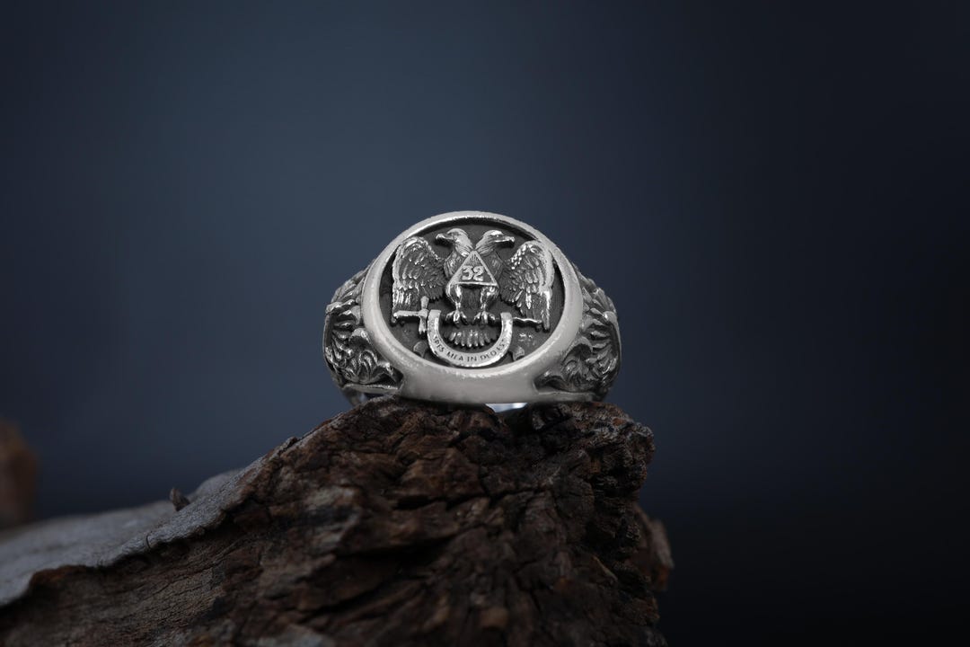 Silver Masonic Ring, Two-headed Eagle Ring, Freemason Jewelry, Kadosh ...