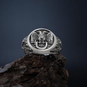 Double-headed Eagle Ring: Engraved Freemason Ring, Masonic Symbol ...