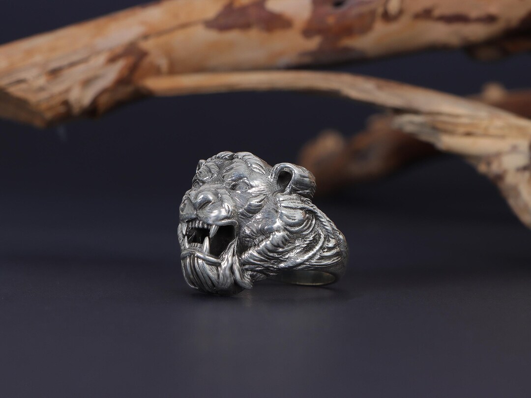 Roaring Tiger Silver Ring, Asian Tiger Signet Ring, Wildlife Gift for ...