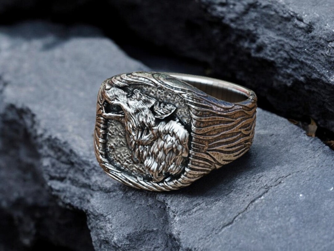 Handmade Sterling Silver Wolf Ring: Animal Signet, Thumb Ring - Etsy