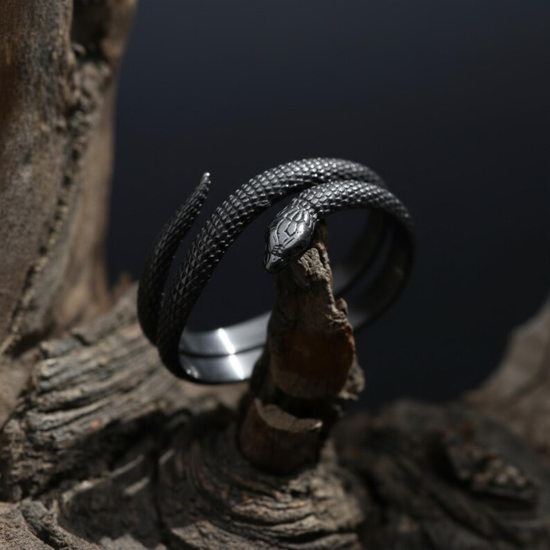Twisted Snake Ring: 925 Silver Gothic Serpent Band, Handmade Reptile ...