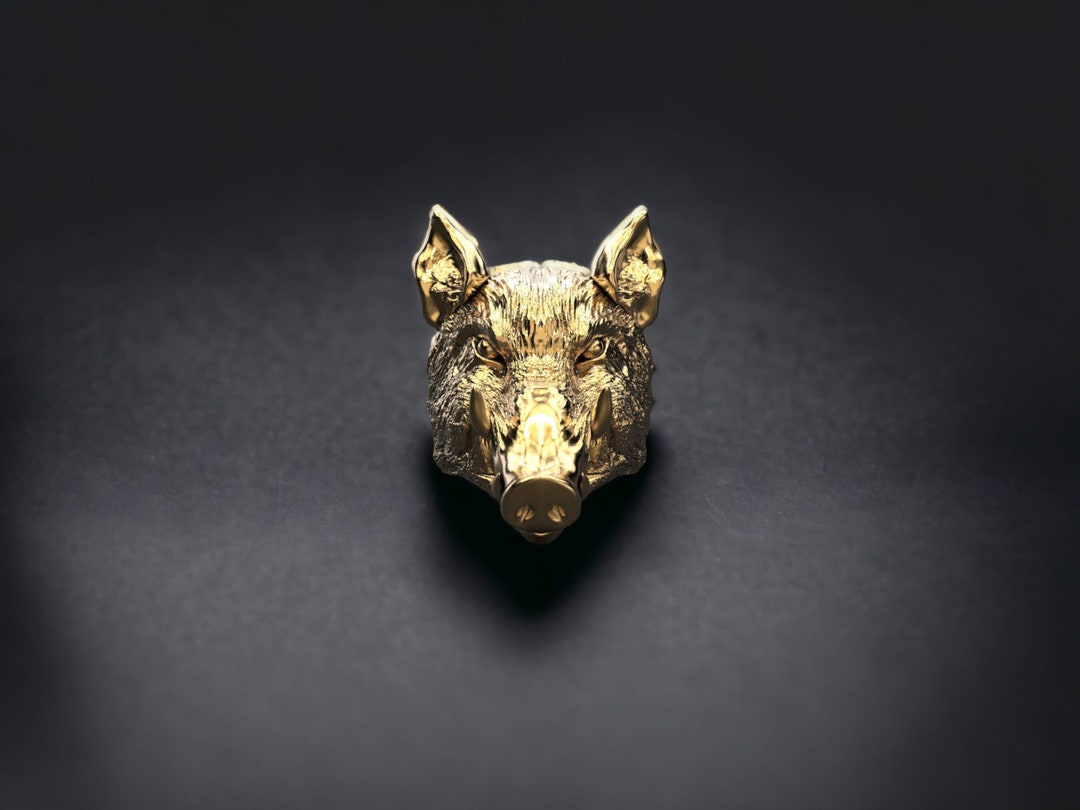 Silver Pig Head Ring, Wild Boar Head Ring, Animal Ring, Handmade Men ...