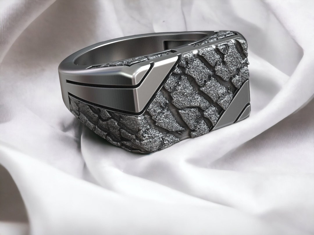 Handmade Rock Ring, Textured Men Ring, Unique Mens Ring, Stone Ring Men ...