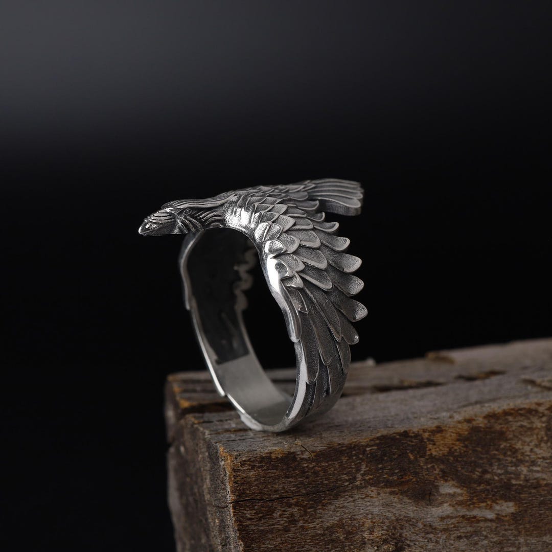 Handmade Raven Ring: 925 Sterling Silver Viking Crow Jewelry - Etsy