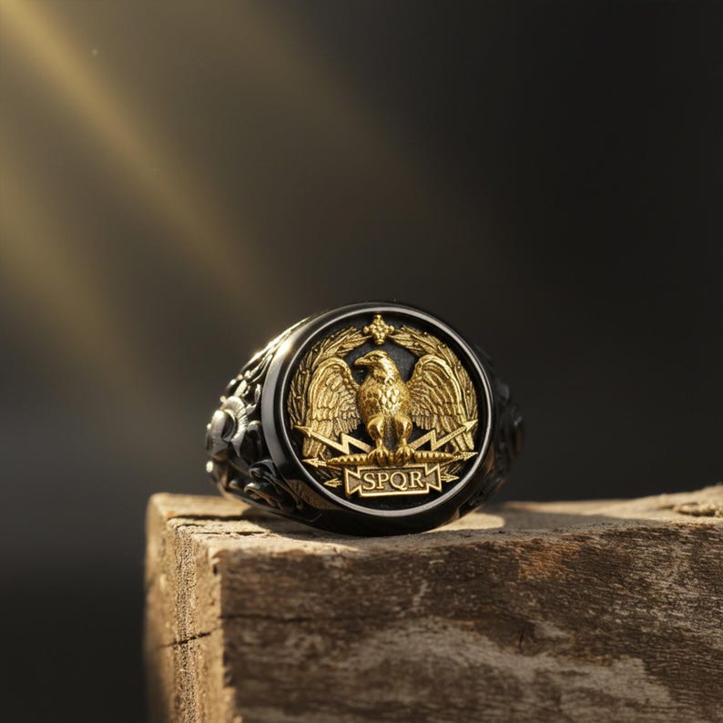 Sterling Silver Roman Eagle Ring, SPQR Signet Ring, Ancient Rome ...