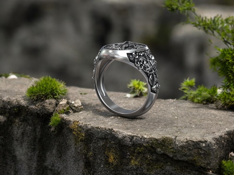 Saint Rose of Lima Ring, Engraved Roses Religious Ring, Christian Thumb ...