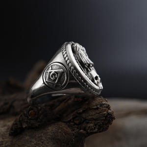 The Wise Are Silent Signet Ring, Skull and Owl Men Ring, Masonic Ring ...