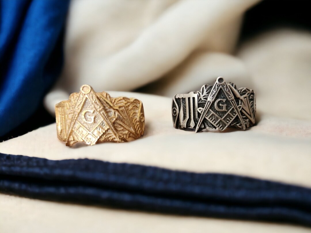 Silver Masonic Ring for Men, Freemason Ring, Men's Signet Ring ...