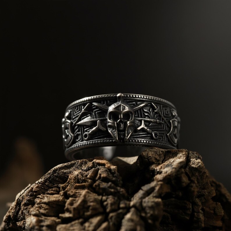 Handmade Sterling Silver Spartan Helmet Ring, Warrior Band - Etsy