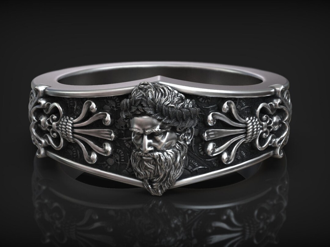 Zeus Head Band Ring, Greek Mythology Band Ring, Handmade Greek Gods ...