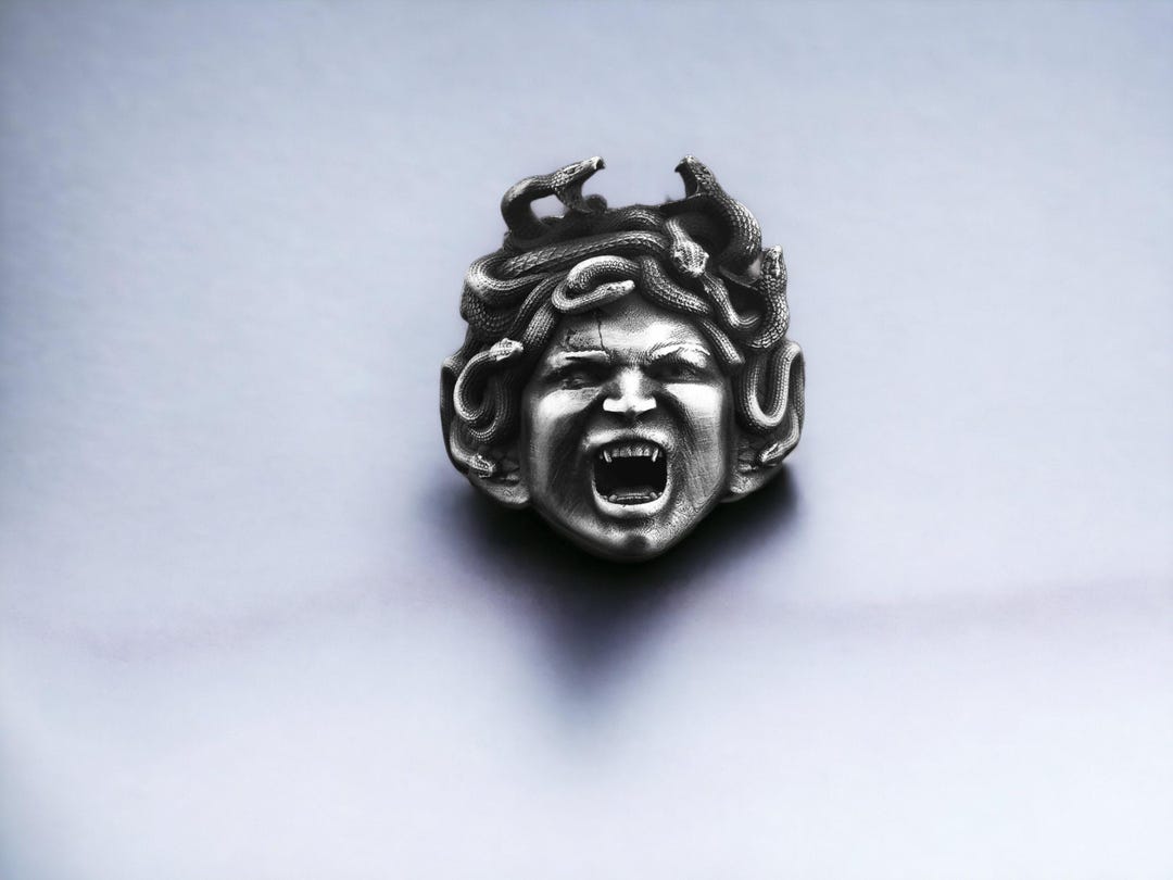 925 Sterling Silver Screaming Medusa Ring for Men, Greek Mythology ...