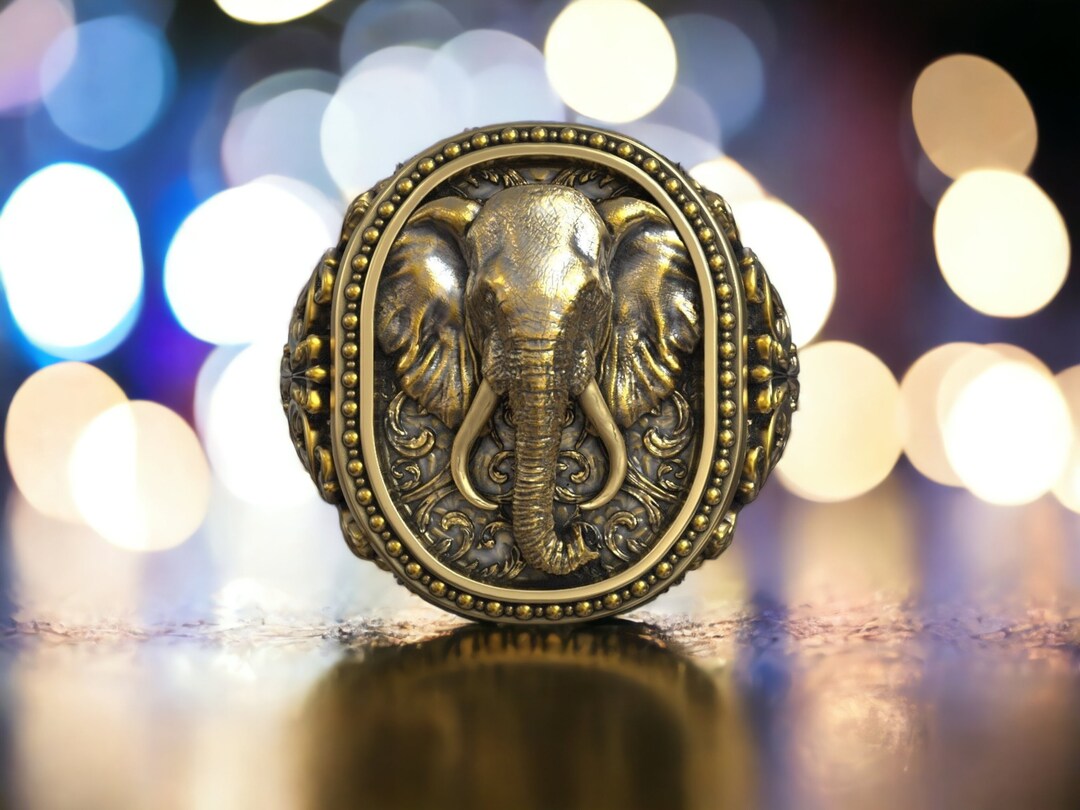Elephant Men Ring African Animal Ring Sterling Silver Ring - Etsy