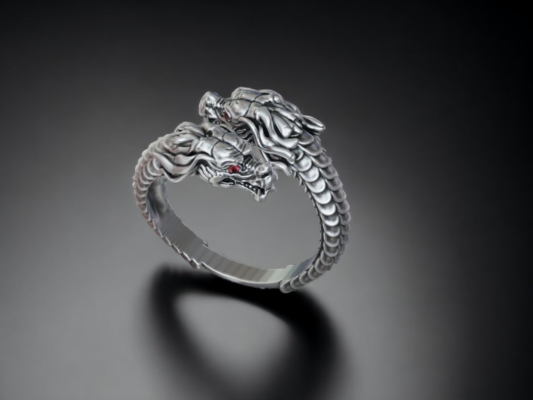 Double-headed Dragon Ring, Chinese Dragon Heads Ring, Adjustable Band ...