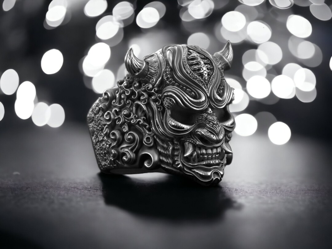 Japanese Demon Mask Ring, Hannya Mask Ring, Devil Ring for Boyfriend ...