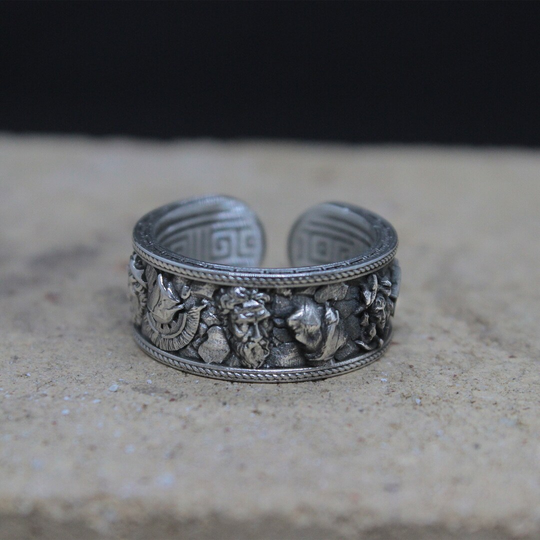 Greek Gods and Heroes Adjustable Ring, Oxidized Jewelry, Unique Mens ...
