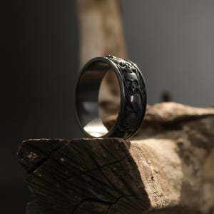 Handmade Sterling Silver Skulls Band Ring, Gothic Biker Jewelry - Etsy