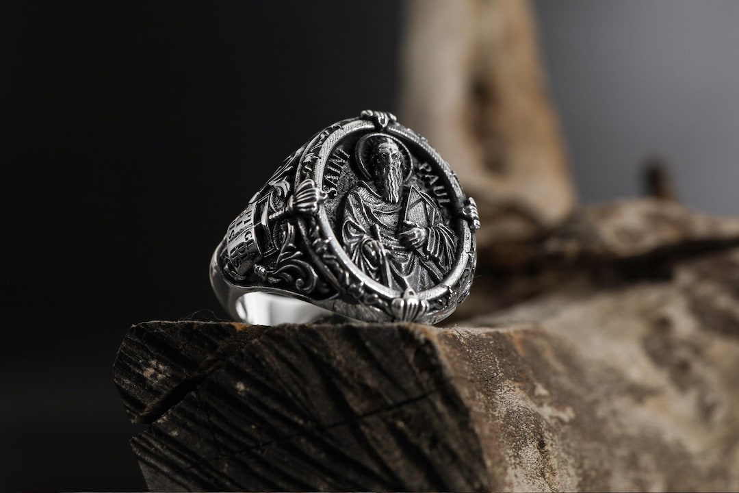 925 Sterling Silver Apostle Paul Signet Ring, Religious Christian Ring ...