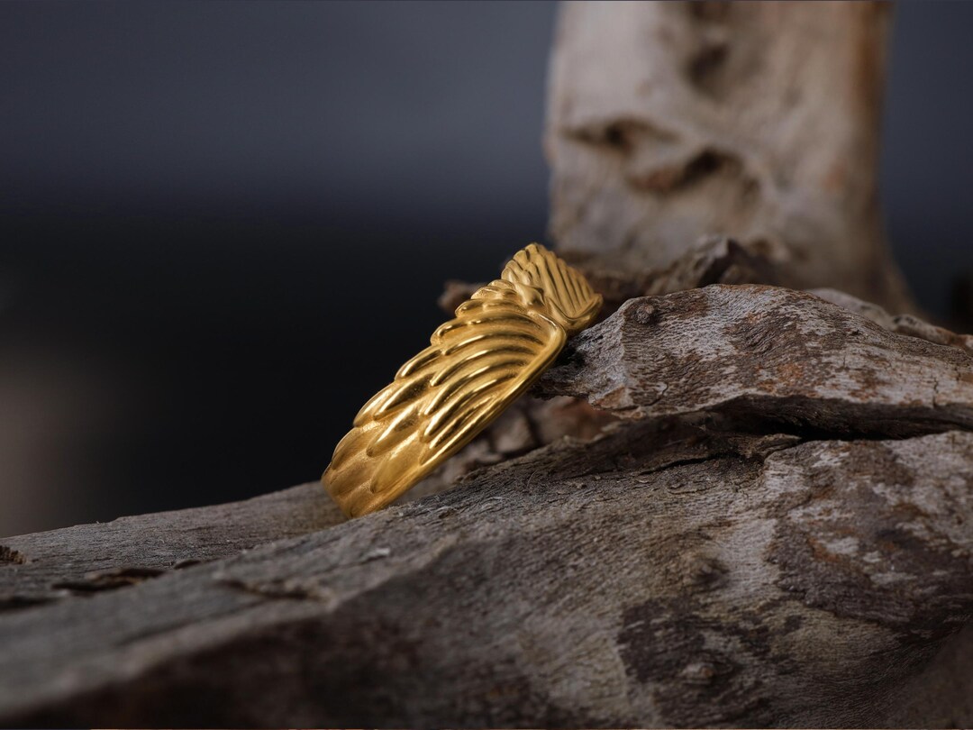 Divine Angel Wings Ring for Men, Wings Wedding Band, Heavenly Jewelry ...
