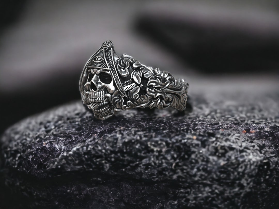 Eye of Providence Ring: Masonic Skull Head Ring, Freemason Ring, Gothic ...
