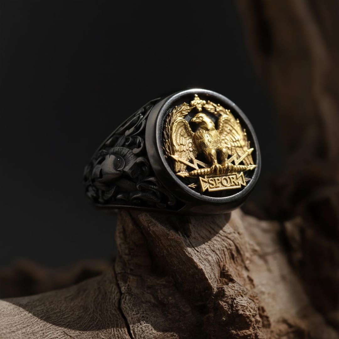 Rhodium Plated Roman Empire Eagle Ring: Byzantine Empire Eagle Ring ...