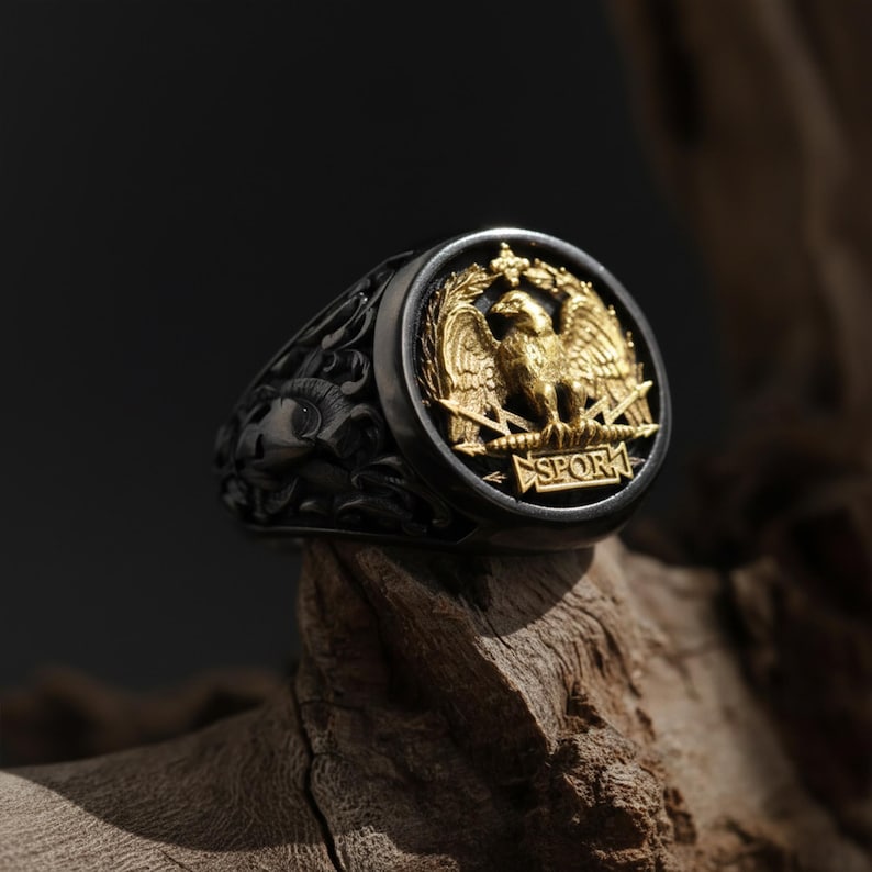 Rhodium Plated Roman Empire Eagle Ring: Byzantine Empire Eagle Ring ...