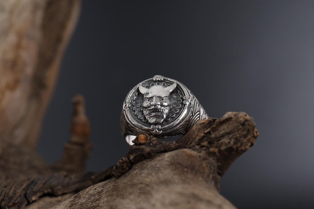 Evil Spirit Demon Ring, Japanese Hannya Mask Ring, Mystical Demon Face ...