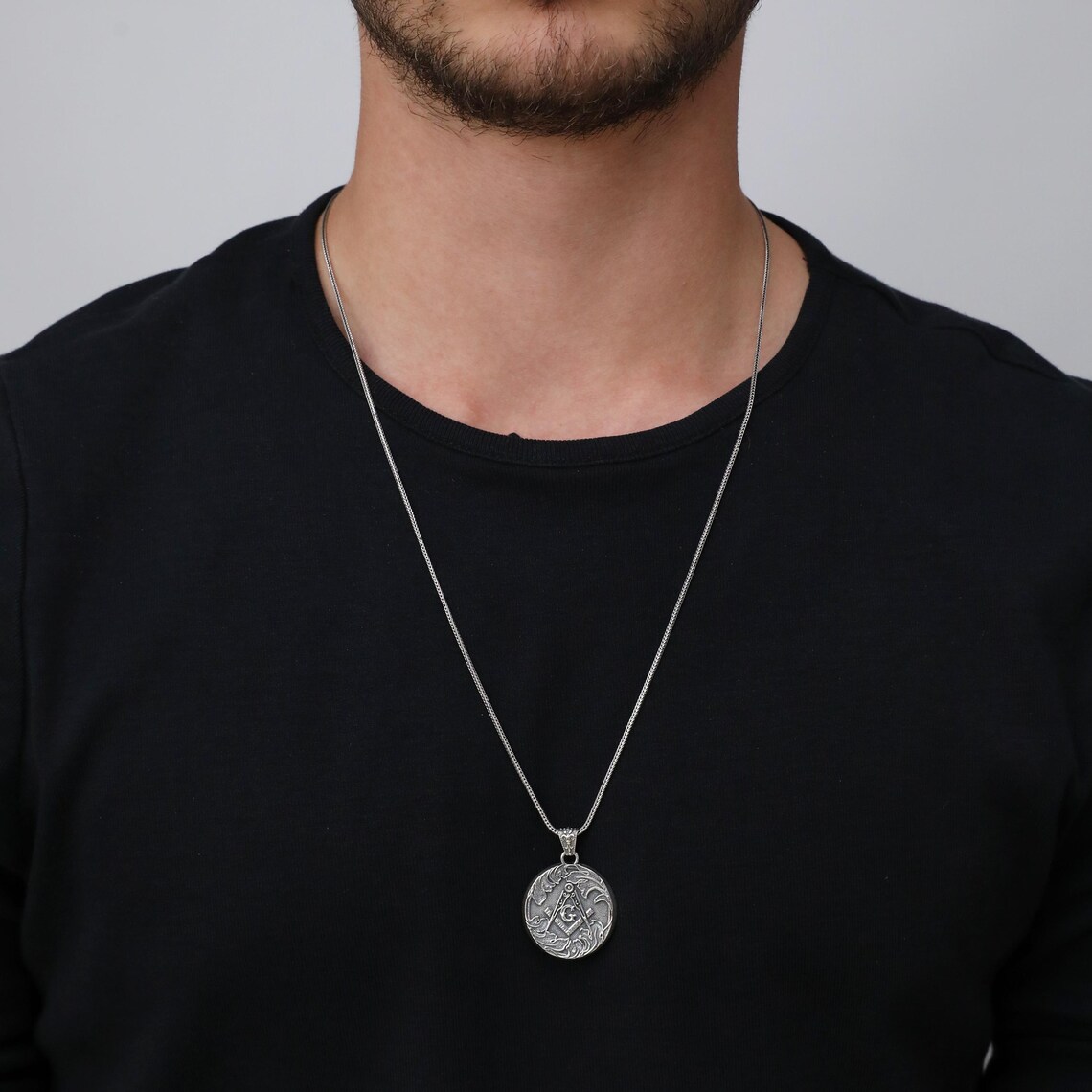 Masonic Symbol Medallion Necklace: All Seeing Eye Freemason Jewelry ...