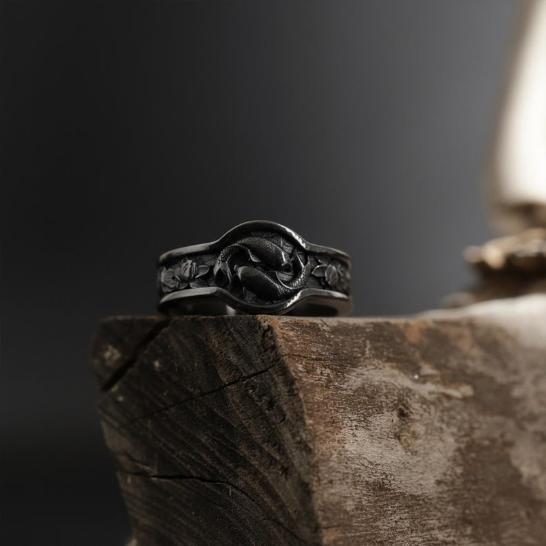 Sterling Silver Koi Fish Ring: Handmade Japanese Band, Lotus Flower ...