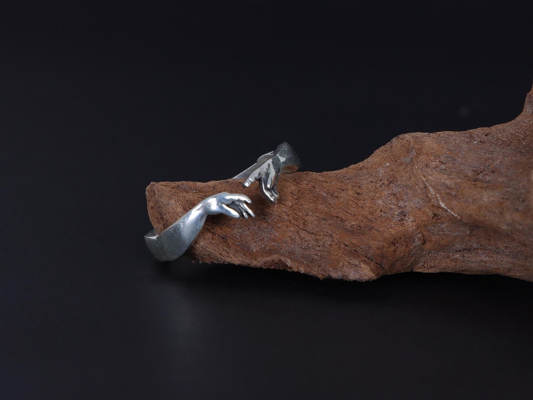 Silver Hand of God Ring, Michelangelo's Creation of Adam Ring, Giving ...
