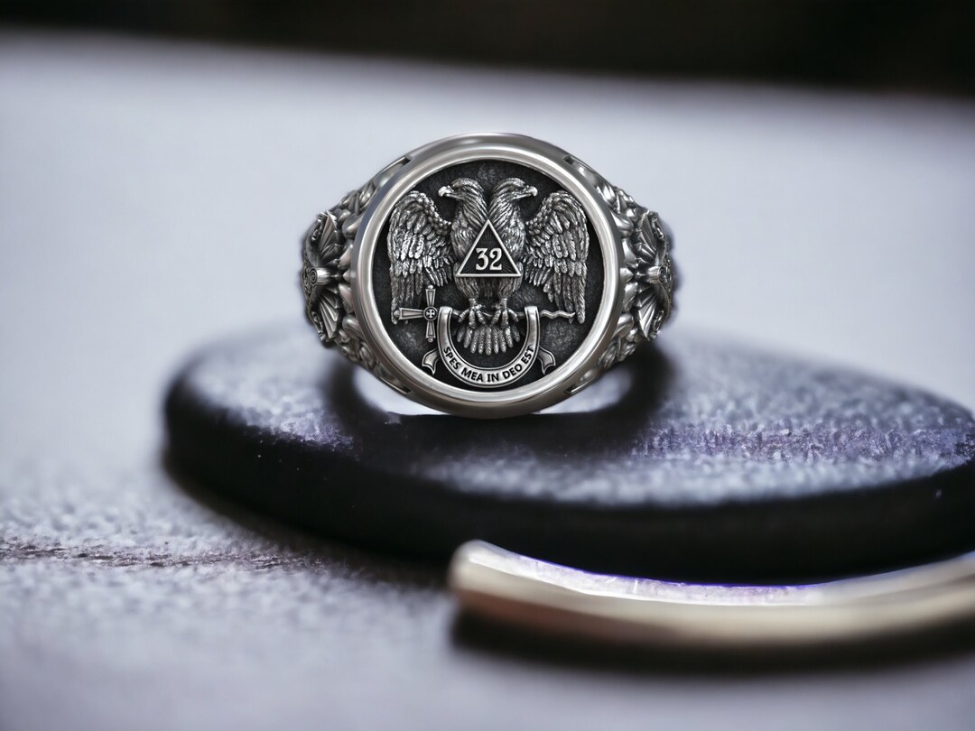 Two-headed Eagle Ring, Engraved Freemason Ring, Masonic Symbol Signet ...