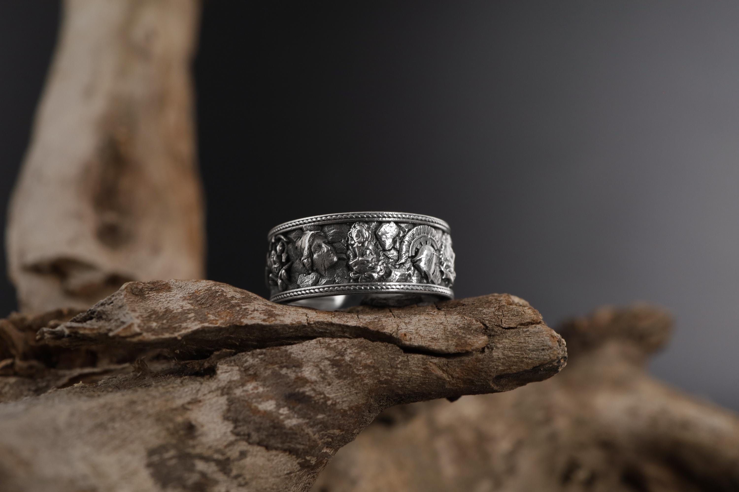Greek Gods and Heroes Adjustable Ring, Oxidized Jewelry, Unique Mens ...
