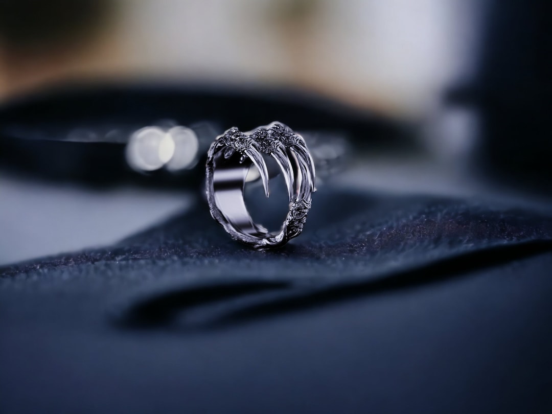 Sterling Silver Dragon Claw Ring, Gothic Men Ring, Unique Mens Ring ...