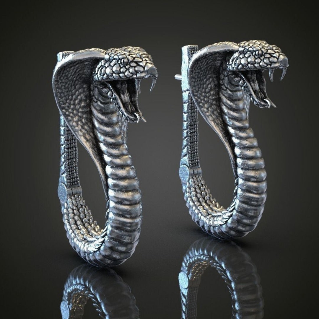 Sterling Silver Snake Earring, Gothic Earrings, Reptile Earrings ...