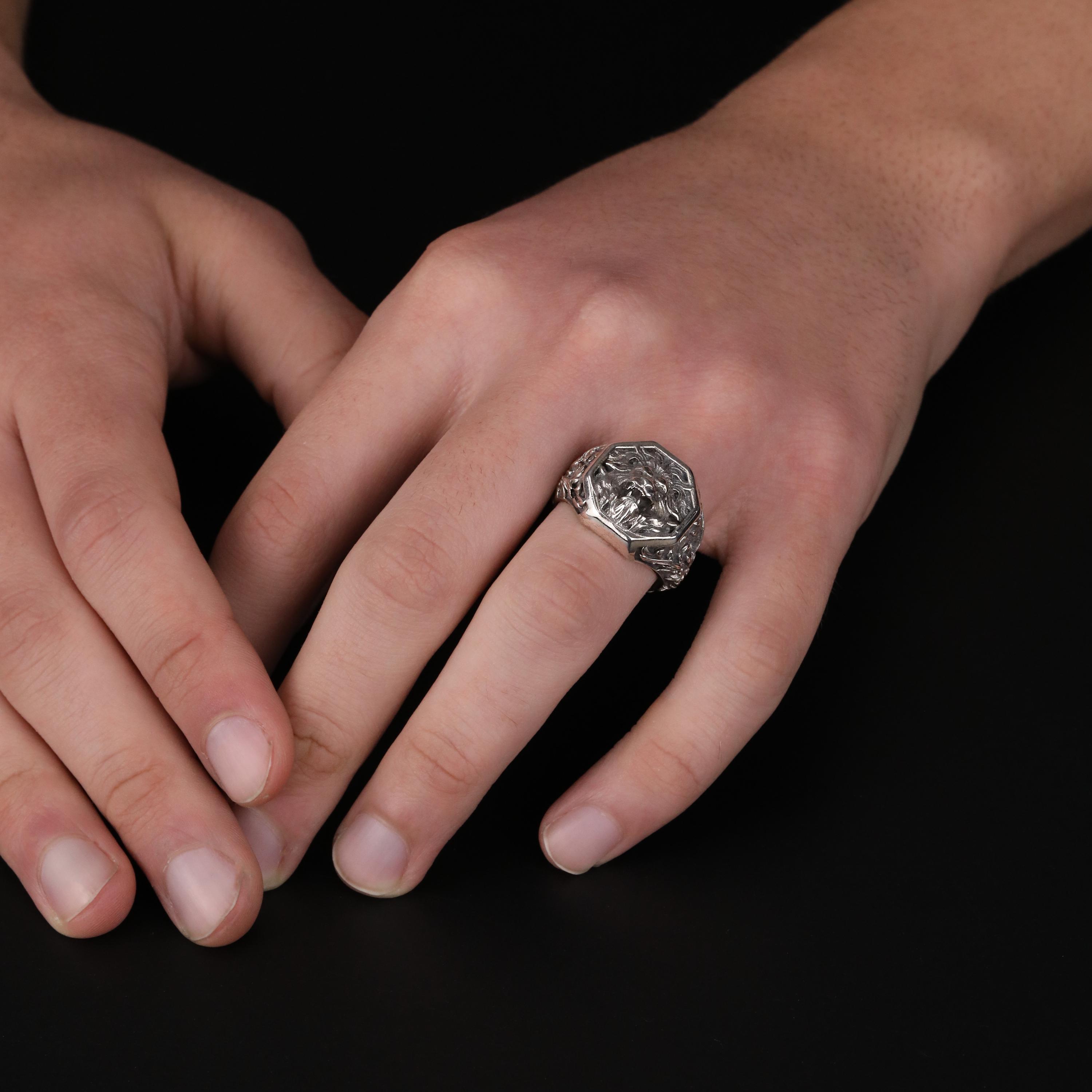 Victorian Lion Signet Ring: Sterling Silver Leo Astrology Ring ...