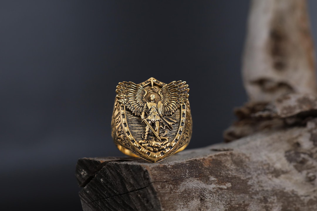 925k Silver Archangel Michael Ring, Religious Jewelry, Savior Gift ...