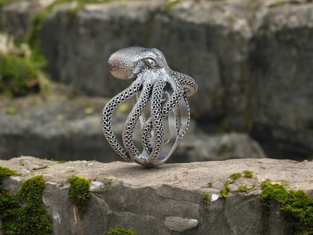 Sterling Silver Man Octopus Ring: Nautical Ring, Octopus Tentacle Ring ...