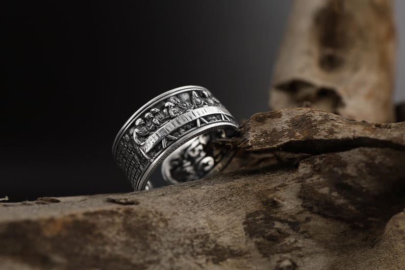 Gold Plated Last Supper Ring: Biblical Scene Jewelry, Christ and ...