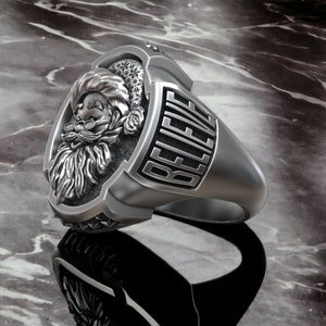 Santa Claus Men's Signet Ring, Saint Nicholas Believe Ring, Christmas ...
