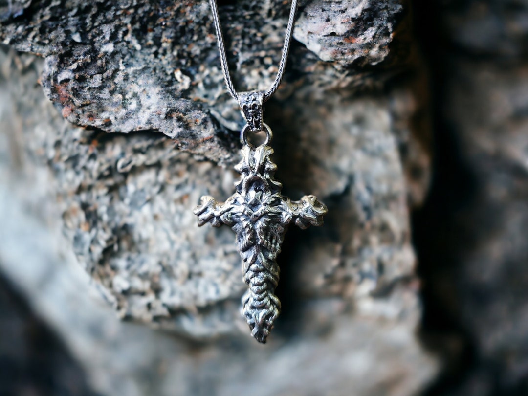 Sterling Silver Gothic Cross Necklace, Large Cross Necklace, Goth Punk ...