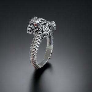 Chinese Dragon Head Ring, Adjustable Band Ring for Men, Fantasy Ring ...