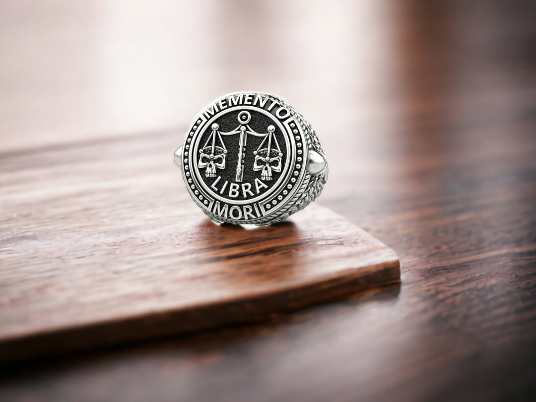 Gothic Memento Mori Ring, Libra Symbol Ring, Handmade Horoscope Ring ...