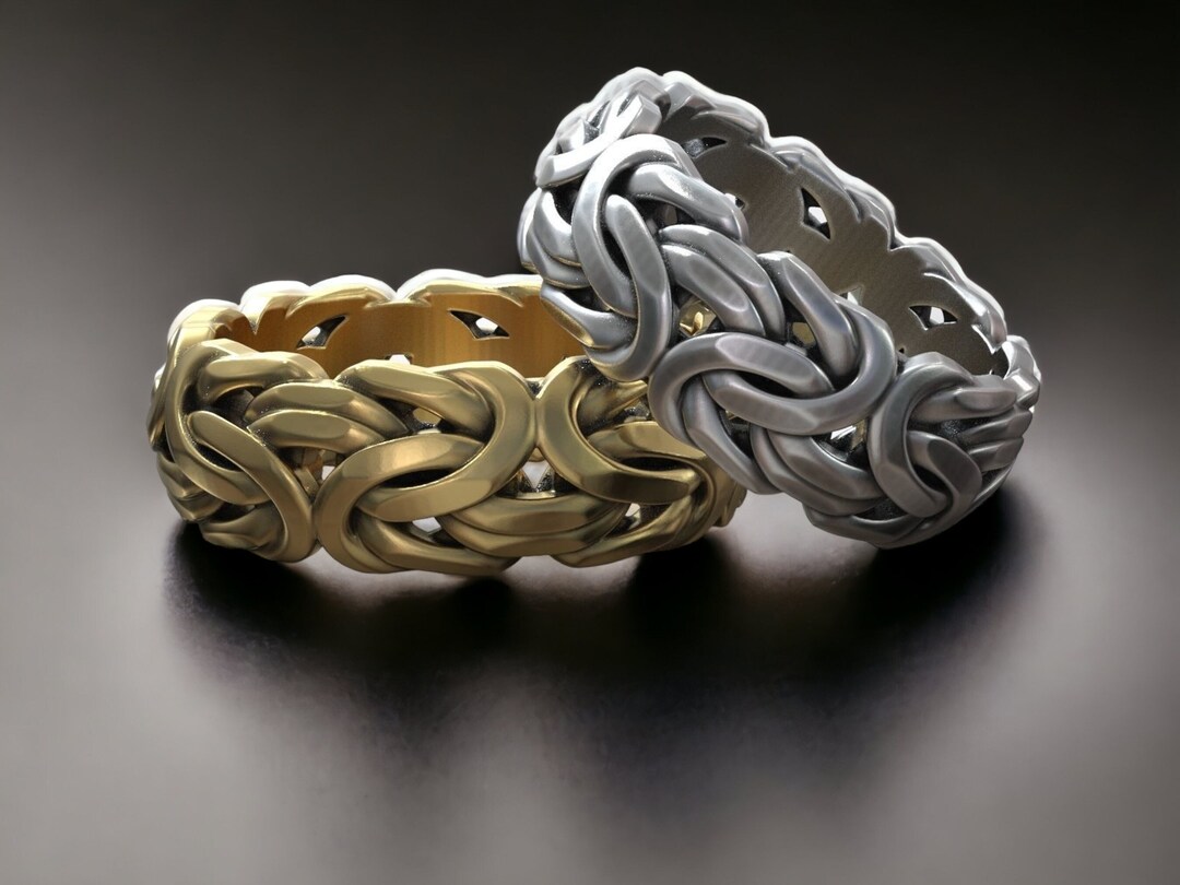 Byzantine Chain Ring Unique Wedding Band for Men Handmade - Etsy
